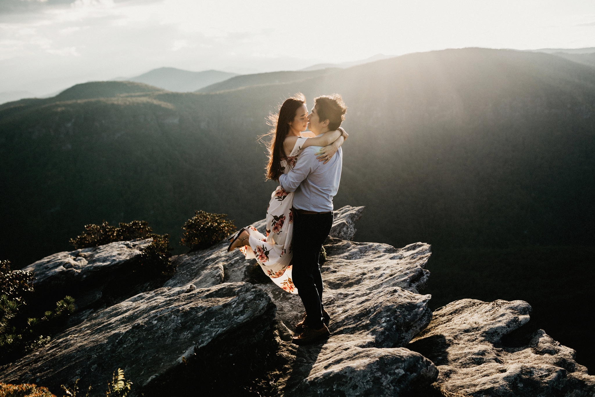 Hawksbill Mountain in Linville Gorge Engagement Session